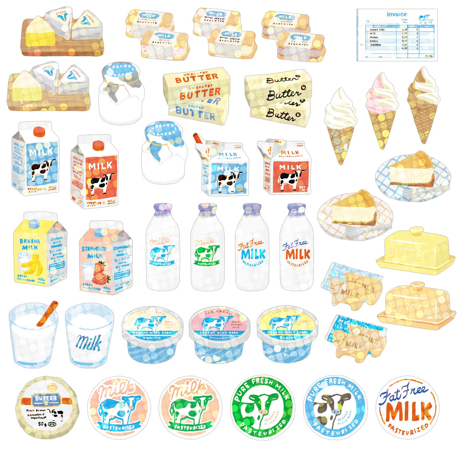 Miniature Shipping Box Flake Sticker Set - Dairy Ranch – Saiko Stationery