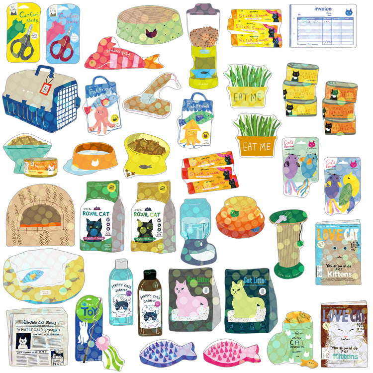 Miniature Shipping Box Flake Sticker Set - Cat Products – Saiko Stationery