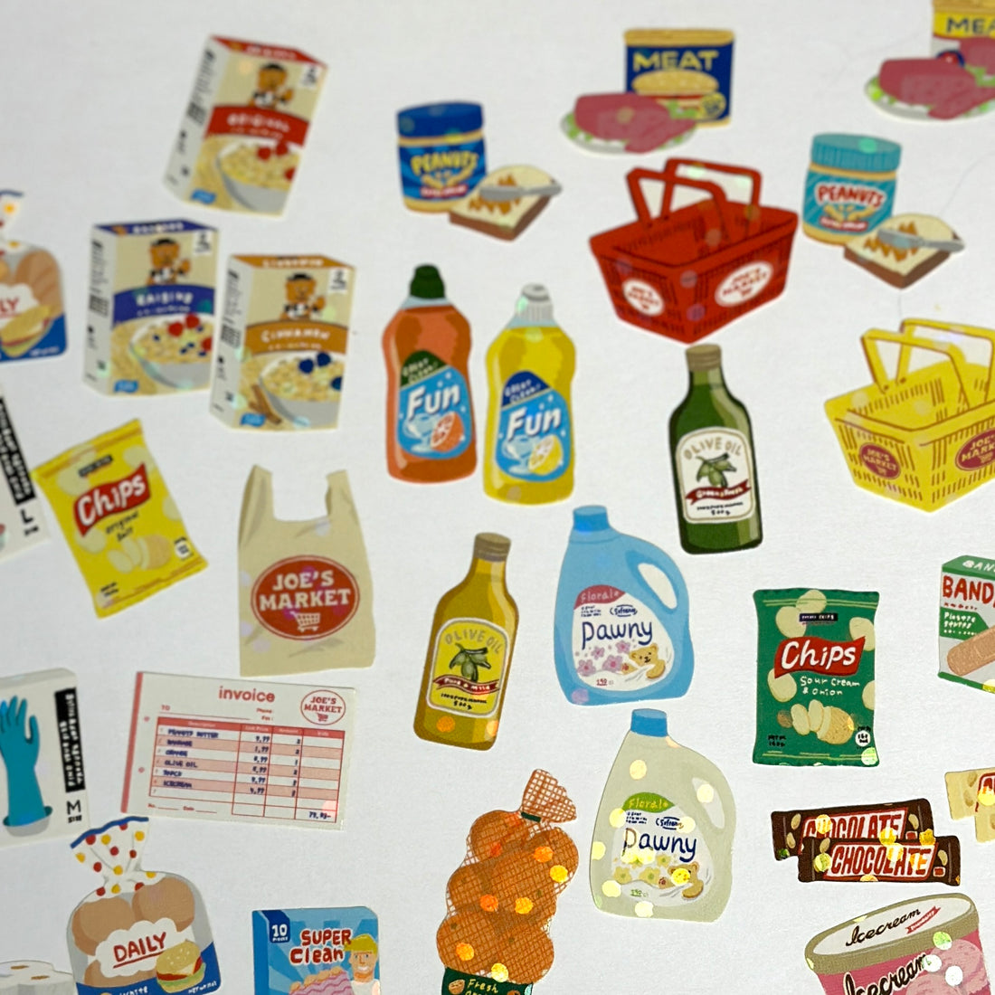 Miniature Shipping Box Flake Sticker Set - Grocery Store – Saiko Stationery
