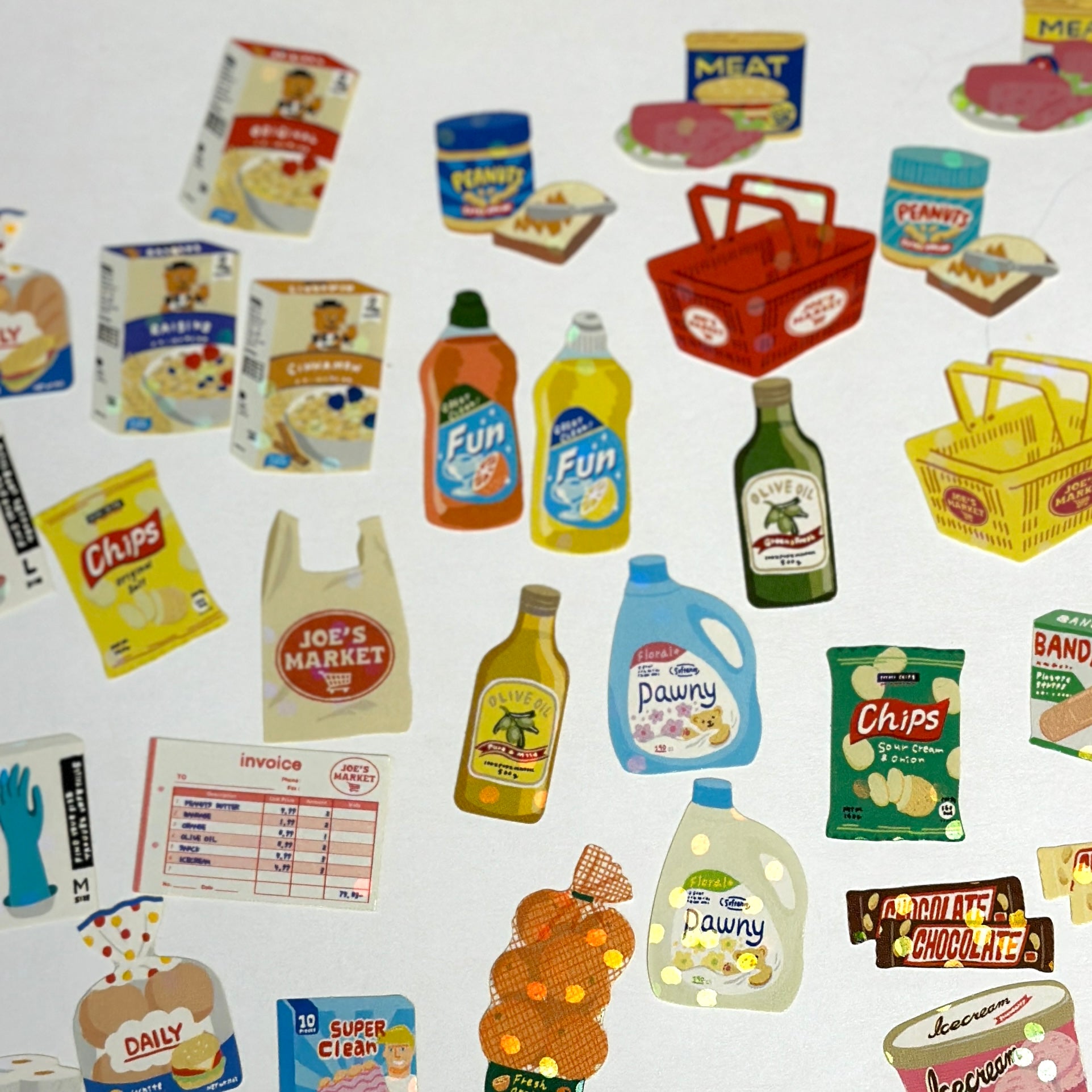 Miniature Shipping Box Flake Sticker Set - Grocery Store – Saiko Stationery