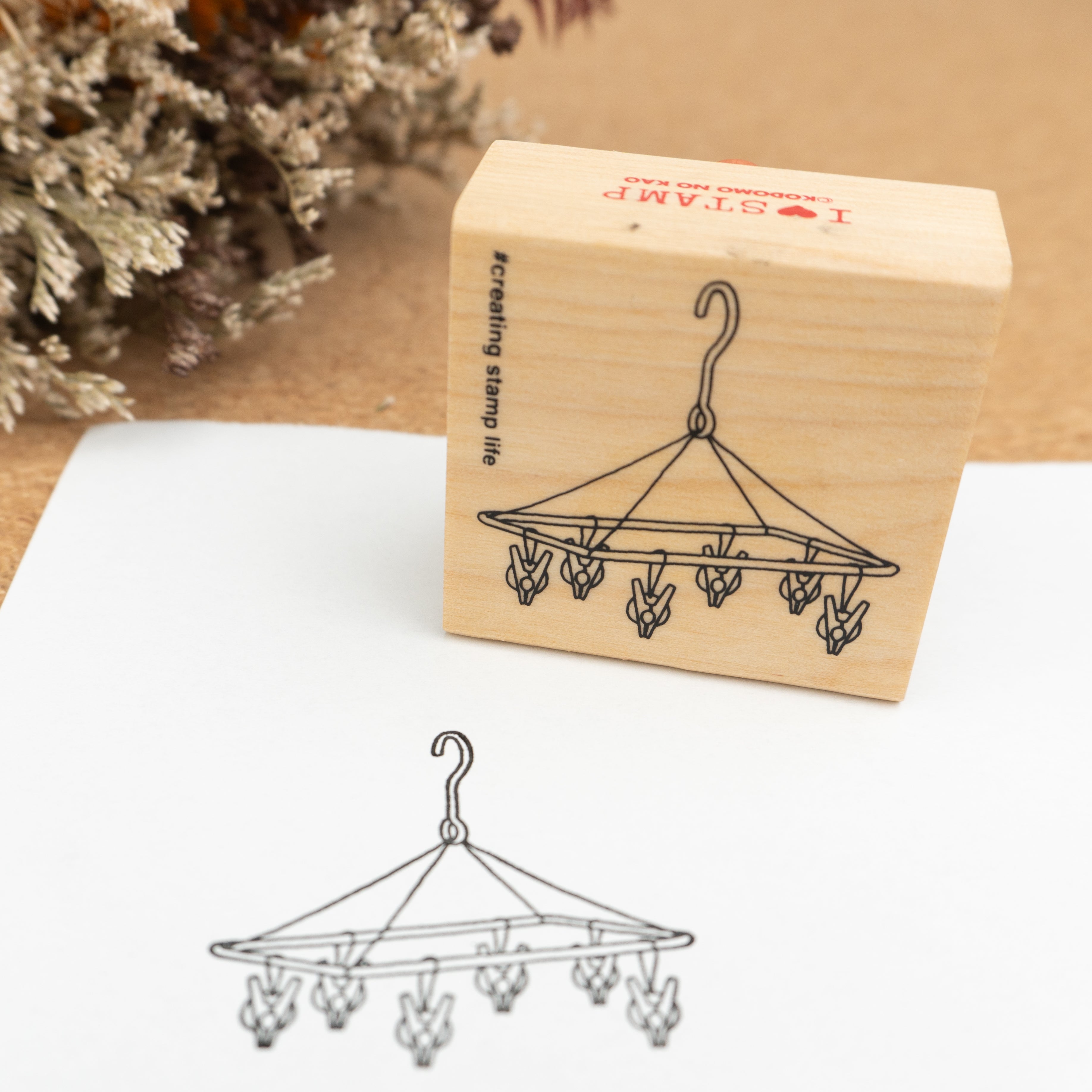 Kodomo No Kao Wooden Rubber Stamp - Clothes Hanger – Saiko Stationery