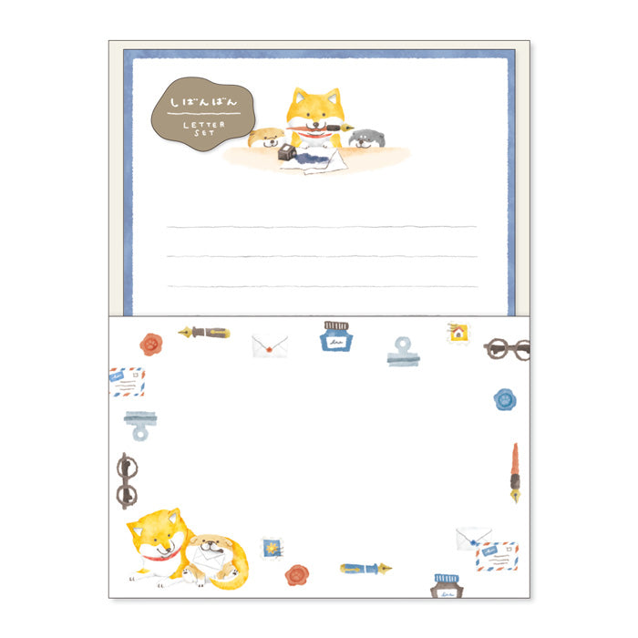 Mind Wave Stationery Set - Shiba Writing a Letter – Saiko Stationery
